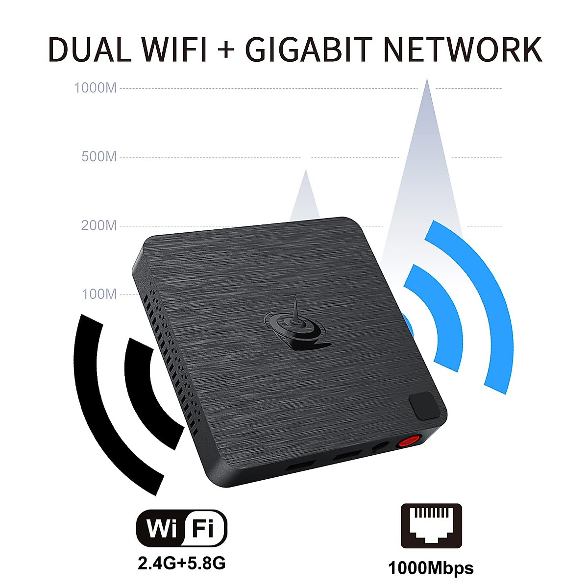 Beelink N3350 Processor (up to 2.4GHz), T4 Pro Mini PC, 4GB+64GB eMMC Mini Desktop Computer, 2.4G+5.8G WiFi, Gigabit Ethernet, BT 4.0, 4K@30Hz, Dual HDMI