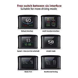 Lttrbx. T600 Universal Car HUD Head Up Display Digital GPS Speedometer with Speedup Test Brake Test Overspeed Alarm TFT LCD Display for All Vehicle