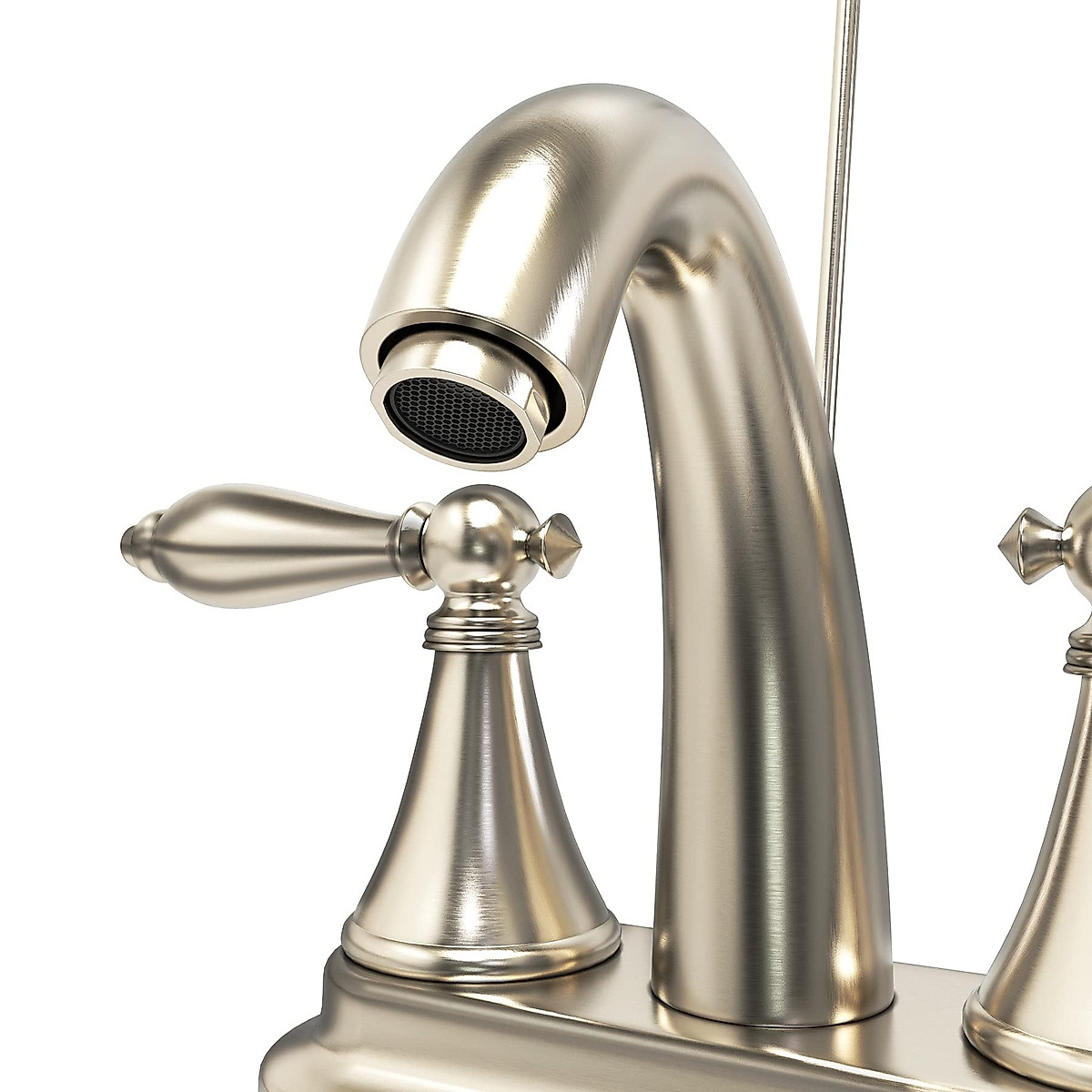 LEDMyplace Double Handle Bathroom Faucet with Drain, Mid-Arc Centerest Bathroom Sink Faucet with Lift Rod, Brushed Nickel Finish, Zinc Handle, Brass Body, 2 Holes Deck Mounted Bath Faucet