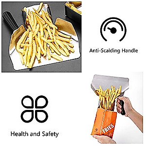 Bonsicoky Stainless Steel French Fry Popcorn Scoop, Quick Fill Tool for Food Bags & Boxes, Multipurpose Utility Scooper for Bagger French Fries, Snacks, Desserts, Ice, Dry Goods