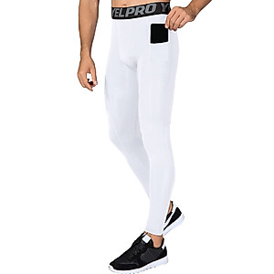 Yuerlian 3 Pack Men's Compression Pants Running Tights Workout Leggings Cool Dry Yoga Gym Pants with Pocket