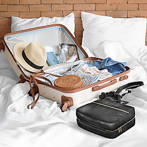 Dot&Dot Leather Hanging Travel Toiletry Bag for Women - Large Travel Toiletries Bags for Women - Travel Bags for Women Toiletry and Makeup - Makeup Travel Bag Organizer - Toiletry Travel Bag Women