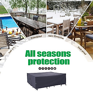 F&J Outdoors Patio Table Covers Waterproof Rectangular 86 x 44 x 27.5 inches, UV Resistant Snow Protection for Outdoor Dining Tables, Grey