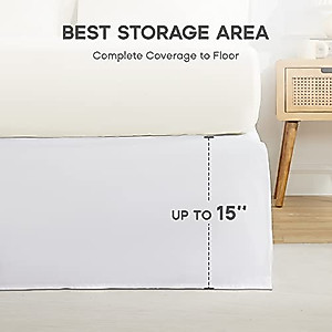 SONIVE Premium Bed Skirt Solid with Pleated Dust Ruffle 15-Inch Drop Easy to Put in Shrink Free and Fade Resistant (White, Queen)