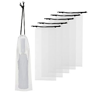 Cosmos 6 Pcs Umbrella Bags Wet Umbrella Cases Translucent Folding Umbrella Storage Bag Waterproof Travel Umbrellas Sleeves Reusable Umbrella Carry Bag with Drawstring for Home Outdoor