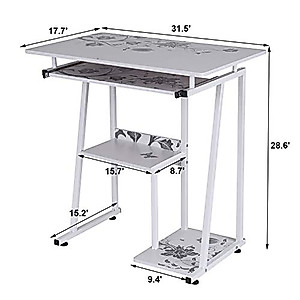 Standing Desk Stand Up Desk with Mutil-Layer Large and Comfortable Table top Desktop Computer Desk Laptop Study Table Office Desk with Pullout Keyboard Tray (White)