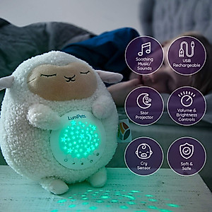 Lumipets Sound Soother Machine: 10 Relaxing Sounds, Whtie Noise, Night Light, Timer, and Portable Design for Peaceful Sleep, Baby Calming, and Stress Relief, Lullaby Lamb