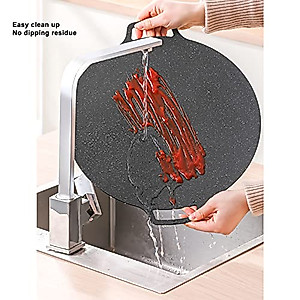 Buachois Korean Grill Pan,Nonstick Round Griddle Grill Pan for Korean BBQ,Round BBQ Griddle with Handle,Multifunctional Stove Plate for Meats, Pancakes, Ribs (Gas Model 30cm)