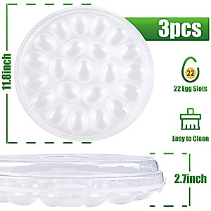 HAKSEN 3PCS Deviled Egg Containers with Lid, Clear Deviled Egg Platter Egg Carrier Egg Holder Deviled Egg Keeper Easter Thanksgiving Party Home Kitchen Supplies