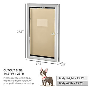 PawHut 2 Way Dog Door, Aluminum Doggy Pet Flap for Wall, Fast Installation, Magnetic Closure, Locking Panel, Weather Resistant, Insulating, Weight Limit 110 lbs