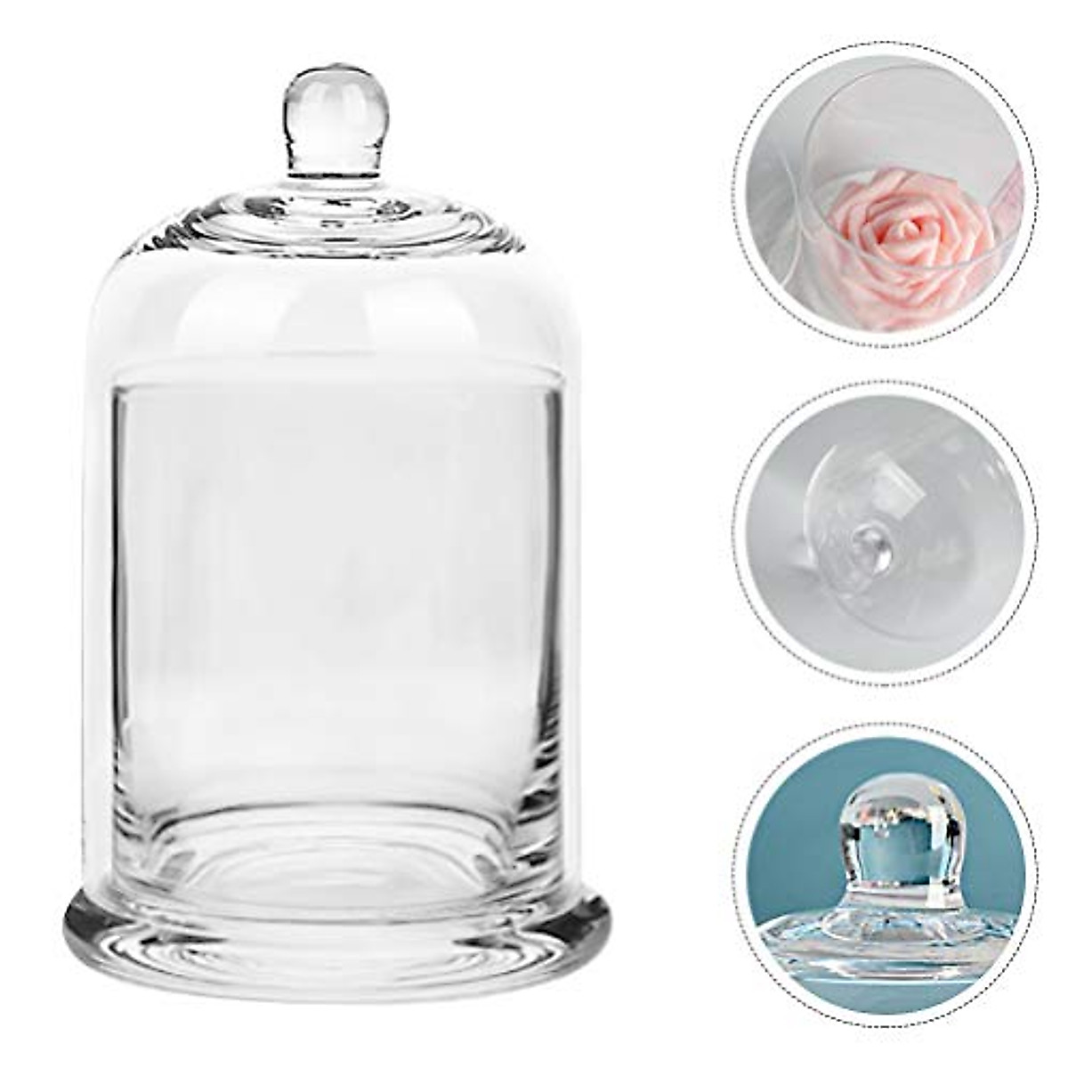 GANAZONO Decorative Cloche Jar 1 Set Glass Cloche Dome Candle Holder Bell Jar Tabletop Decorative Case Covered Plants Terrarium Jar Plant Cover for Cake Dessert Display Transparent Dessert Dome Cover