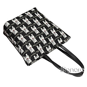 Signare Tapestry Shoulder Bag Tote Bag for Women with Black & White Westie Dog Design (SHOU-WES)