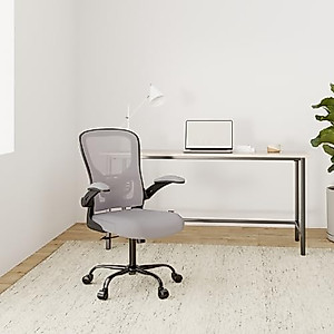 Flysky Ergonomic Office Chair, Mesh Home Office Desk Chair with Flip-up Arms and Lumbar Support, Height Adjustable, Swivel, Gray