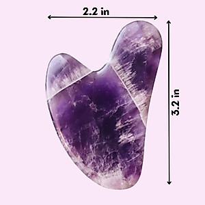 Mount Lai Amethyst Gua Sha Facial Tools, Face Sculpting Skin Care Guasha Tool for Face and Body, Self Care Facial Massager to Relieve Muscle Tension and Reduce Puffiness