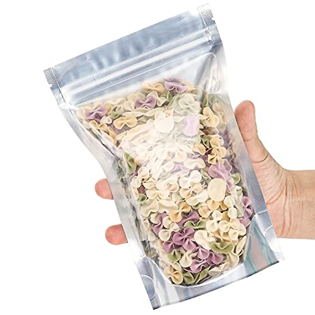 Kingrol 150 Pack 5 x 7.8 Inch Aluminium Foil Stand Up Food Pouches Bags with Resealable Lock Seal Zipper, Heat Sealable Packaging Bags for Jewelry, Screw, Food Storage