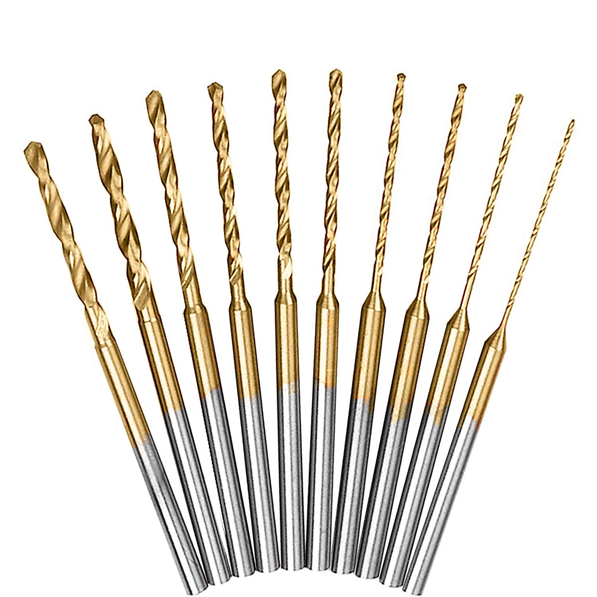 Mini Twist Drill Bits Set - 10Pcs 0.6mm-2.2mm Micro Wood Drill Bit 2.35 Shank Titanium Coated HSS Engraving Drill Bits Hole Drilling Tool for DIY Resin, Beads, Jewelry (10)