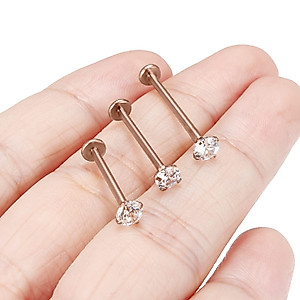 Kridzisw 16G Gold Cheek Piercing Jewelry 316L Stainless Surgical Steel Cheek Dimple Tongue Extra Long Lip Labret Medusa Monroe Rings Stud Barbell Bar Piercing Jewelry for Women Men 4mm 14mm 16mm 19mm