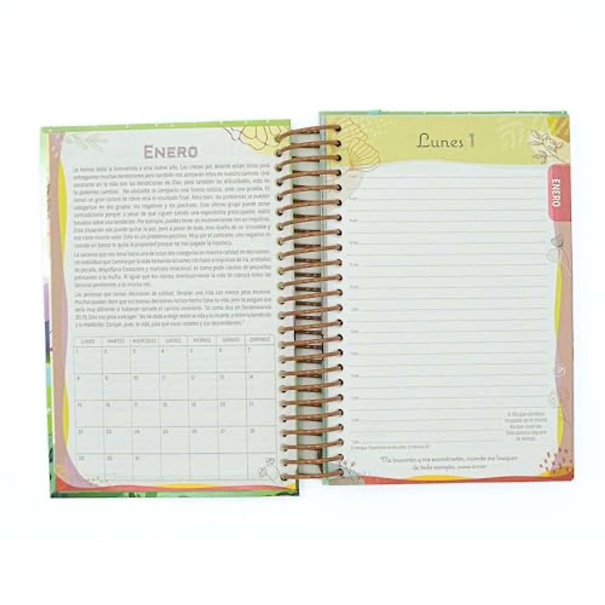 Pechi Agenda 2024 (Inspirational Christian Planner in Spanish). Tapa dura. Encuadernado espiral plástico. Devocionales, frases y versículos entre otras herramientas. Enero-Diciembre. 1 página por día