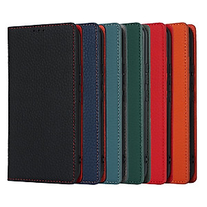 Ｈａｖａｙａ for Samsung Galaxy S23 FE Case Genuine Leather Samsung S23 FE wallet case with Card Holder for men flip folio phone cover with credit card slots for women-Black