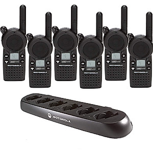 6 CLS1410 - UHF 1 Watt 4 Channel Radios & 1 56531 6 Radio Charger by Motorola Solutions - Intended for Business Use Black