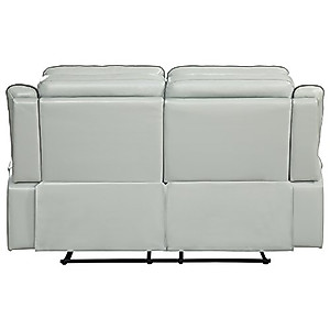 Homelegance Darwan 65" Leather Gel Double Reclining Loveseat, Light Gray
