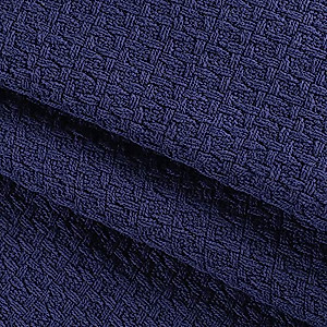 Elvana Home 100% Cotton Bed Blanket, Breathable Bed Blanket Queen Size, Cotton Thermal Blankets Queen, Perfect for Layering Any Bed for All Season, Navy Blue