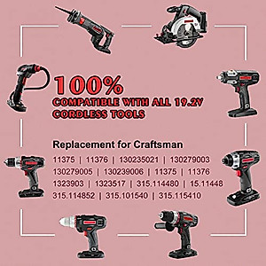 5.0Ah 19.2V Battery Replacement for Craftsman 19.2 Volt Battery Lithium Ion C3 Diehard XCP 315.115410 315.11485 130279005 1323903 120235021 11375 11376 315.Pp2011 Cordless Drill Battery