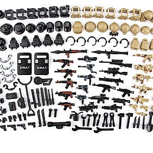 Feleph Modern Military Weapons Pack SWAT Police Multiple Ages 4+ Combinations Toy Set for Soldier Figures Model Army Equipment Gear Pieces Blocks Compatible with Major Brand
