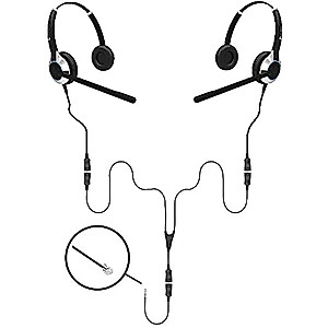 Headset Training Solution (Includes 2 x TruVoice HD-550 Premium Double Ear Headsets with Noise Canceling Microphone,Training Cord and Smart Lead - Works with 99% of Phones with RJ9 Headset Port)