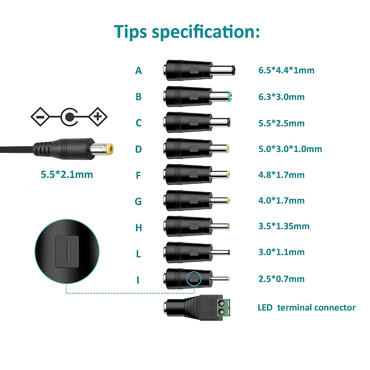 Basicvolt 12V 3A AC/DC Adapter Universal Power Supply with 10 DC Plugs, Regulated 12Volts 3000mA Power Adapter for LED Strip Light, CCTV Camera, BT Speaker, Router, DC12V Transformer