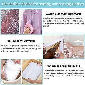 AECEVAN Garment Bags for Hanging Clothes, Large Clear Clothes Rack Cover Garment Rack Cover Waterproof Storage Bag Clothes Cover for Hanging with Zipper for Shirts, Coats, Jackets, Long Dress