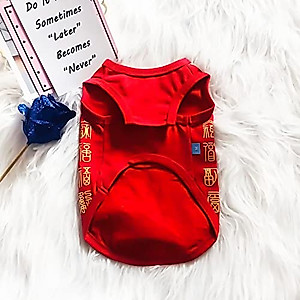 Bluelans Pet Vest Chinese FU Printing Fashion Red Color Cat Puppy Dog Clothes Chinese New Year Pet Costume Pet Clothes for Small Meduim Large Dogs Red M