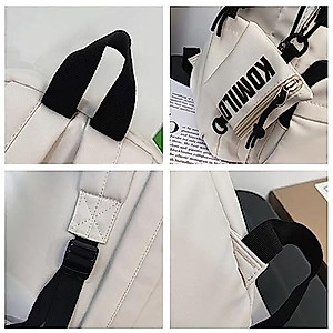 MININAI 2023 Preppy Backpack with Coin Purse Y2k Japanese Harajuku Backpack Aesthetic Cool College Daypack Fit 15.6" Laptop (White,One Size)