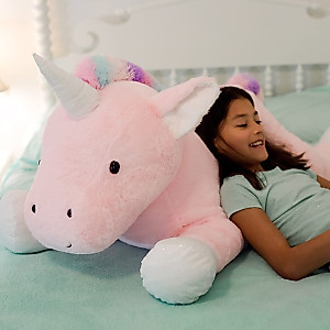 Animal Adventure | Sqoosh2Poof Giant, Cuddly, Ultra Soft Plush Stuffed Animal with Bonus Interactive Surprise - 44" Unicorn