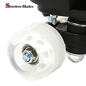 Roller Skates PU Leather High-top Roller Skates Four-Wheel Roller Skates Shiny Roller Skates with Carry Bag for Girls and Boys (Flash Wheel,US:5)