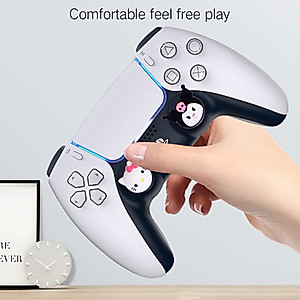 PERFECTSIGHT Cute Thumb Grip Caps for PlayStation 4/5, PS5, PS4, Xbox Series X/S, Xbox One, Switch PRO Controller, 4PCS Kawaii Soft Rubber 3D Analog Thumbsticks Grips Joystick Cover Set, Rabbit+Kitty