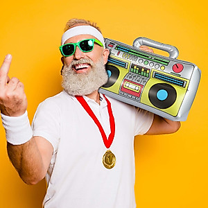 meekoo Inflatable Boombox 16.5 Inches Inflatable Boom Box 80s 90s Party Decorations for Rappers Hip Hop B-Boys Costume Accessory Party Supplies (3 Packs)