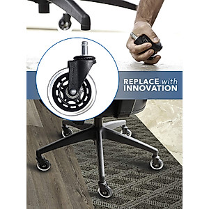 Office Factor Office Chair Wheels, Set of 5 Heavy Duty Chair Wheels, Hardwood Floor Safe, Replacement Wheels for Office Chair, Modern Style, Universal Fit, Suitable for All Flooring and Carpet