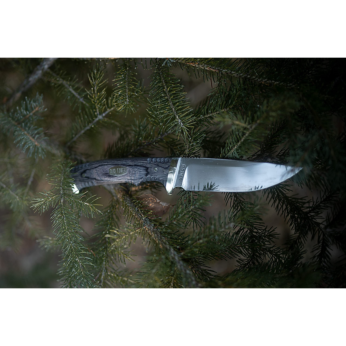 Old Timer Heritage Series 169OT 10.25in Fixed Blade Knife with Stainless Steel Drop Point Blade, Laminate Wood Handle, Full Tang Design, and Leather Sheath for Hunting, Camping, EDC, and Outdoors