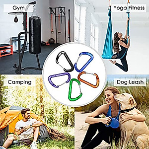 Gabbro Carabiner Clip Heavy Duty 2697lbs, 4 PCS 3" Large Lightweight Aluminum Caribeaners with Keychain Hook Ring Black