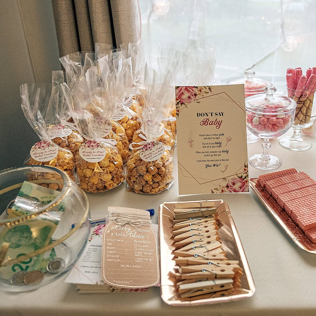 Lincia 50 Pcs Baby Shower Prediction and Advice Cards Mason Jar Advice and Prediction Cards Baby Shower Cards for Baby Shower Gender Reveal Party Supplies Mom Dad Party Decorations(Brown)