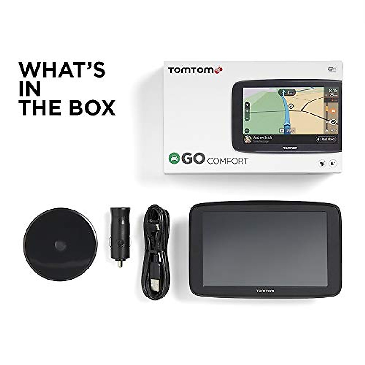 TomTom Go Comfort 5 Inch GPS Navigation Device with Updates via Wi-Fi, Real Time Traffic, Free Maps of North America, Smart Routing, Destination Prediction and Road Trips