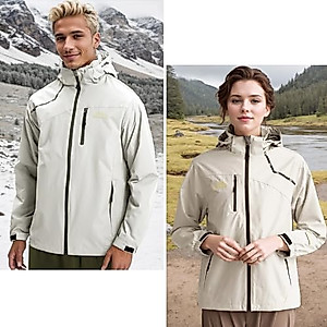 HVECZIXP Men's Women's Waterproof Lightweight Rain Jacket With Hood Zipper Trench Outdoor Windproof Jacket For Hiking Travel