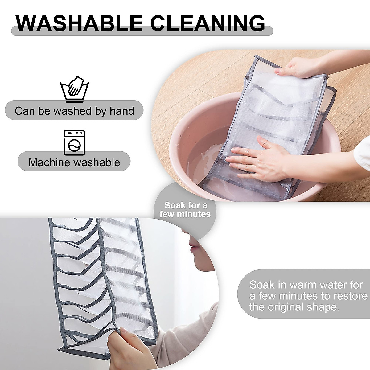 Arrozon 2 Pcs Wardrobe Clothes Organizer 7 Grids,Closet Organizers and Storage Baskets,Clothes Organizer For Folded Clothes,Storage Box For Jeans, Pant, Sweaters, t-Shirt, Underwear