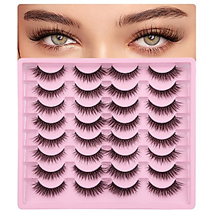 Lashes Natural Look Wispy Fasle Eyelashes 12mm Short Faux Mink Eyelashes Cat Eye Fluffy Strip Lashes Pack by Zegaine 16 Pairs
