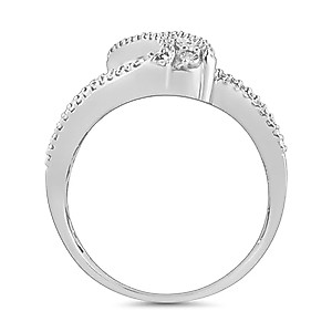 Amazon Essentials Sterling Silver Diamond 3 Row Twist Fashion Band Ring (1/10 cttw), Size 8, (previously Amazon Collection)