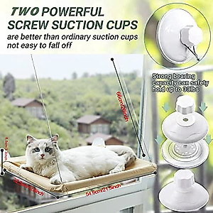 CLKHOWL Cat Window Perch Hammock Seat - Large Cat Hammocks Bed for Indoor Cats Resting Seat Safety, Heavy Duty Suction Cups Breathable Washable Mesh Durable Frame