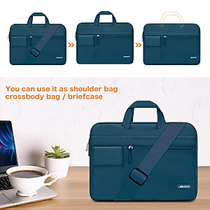 MOSISO Laptop Shoulder Bag Compatible with MacBook Air/Pro, 13-13.3 inch Notebook, Polyester Flapover Briefcase Sleeve Case, Deep Teal