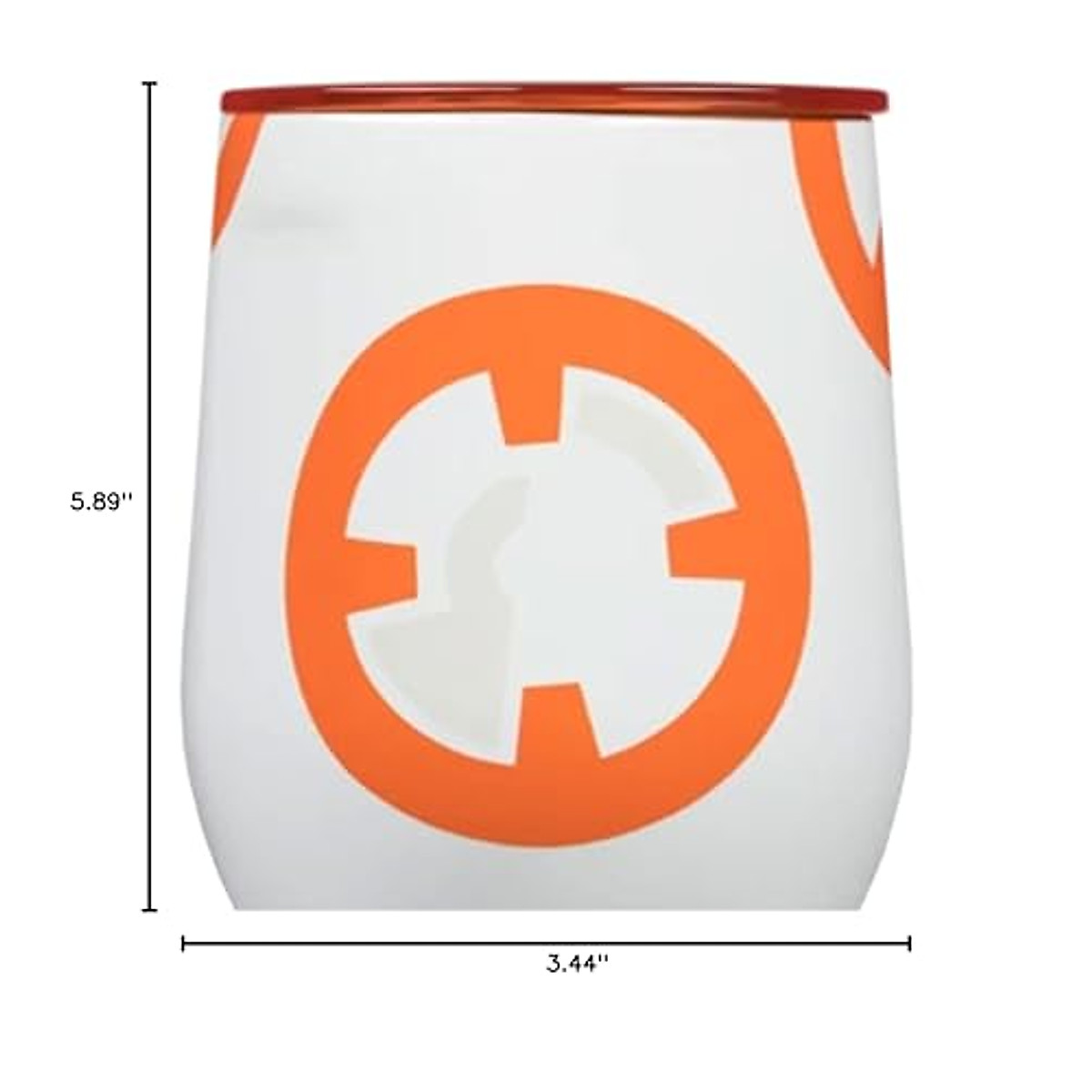 Corkcicle Star Wars Stemless Wine Glass Tumbler, Triple Insulated Stainless Steel, Easy Grip, Non-slip Bottom, Keeps Beverages Chilled for 9 Hours, BB-8, 12 oz