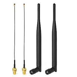 Bingfu Dual Band WiFi 2.4GHz 5GHz 5.8GHz 6dBi RP-SMA Male Antenna 15cm 6 inch U.FL IPX IPEX to RP-SMA Female Pigtail Cable 2-Pack for WiFi Router Wireless Mini PCI Express PCIE Network Card Adapter